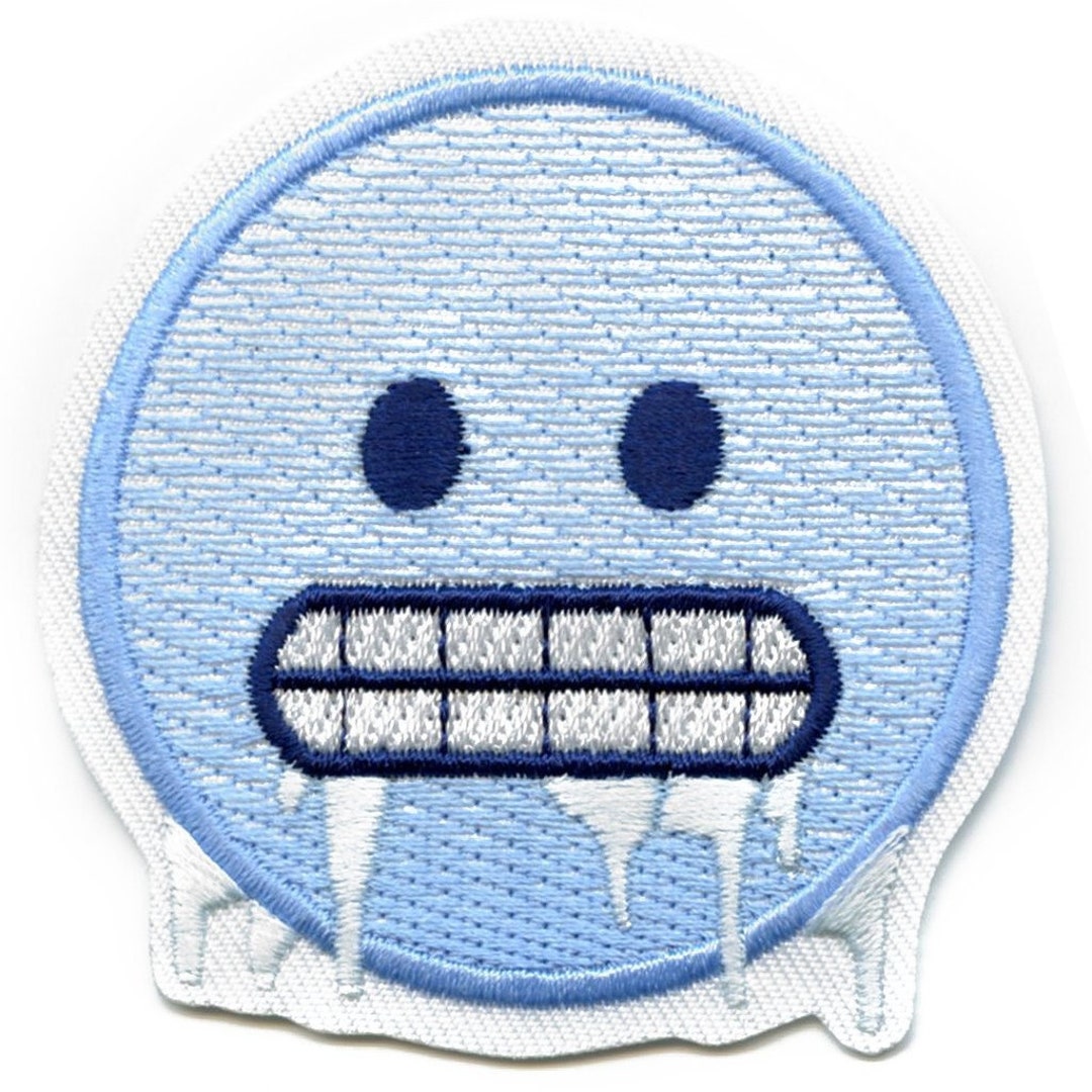 Freezing Cold Icy Emoticon Icon Patch Text Message Iron on Embroidered ...