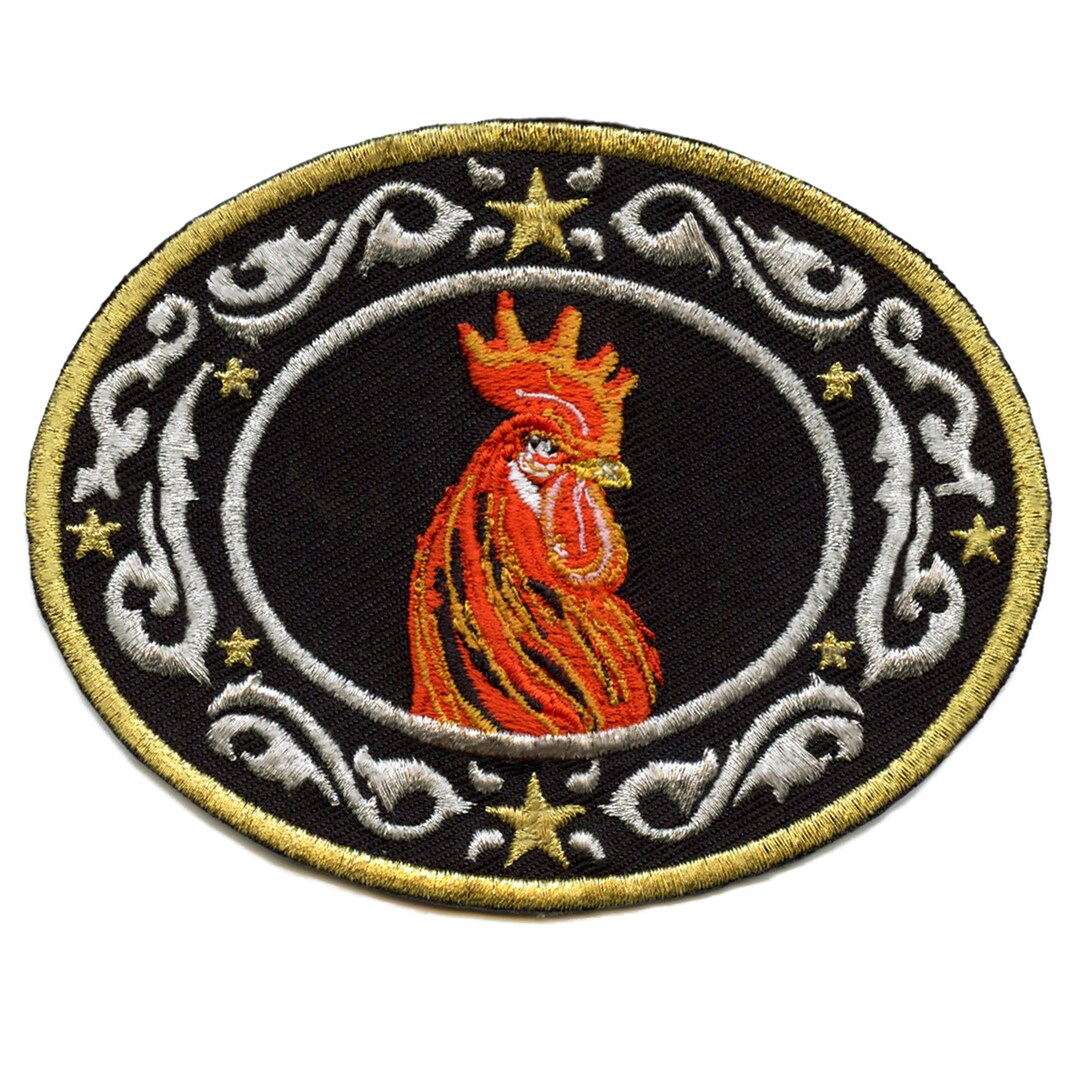 El Gallo Rooster Belt Buckle Patch Mexican Rancho Embroidered Iron on ...