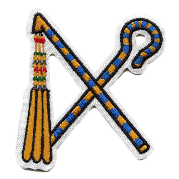 Crook and Flail Blue Patch Egyptian Pharaoh Embroidered Iron - Etsy