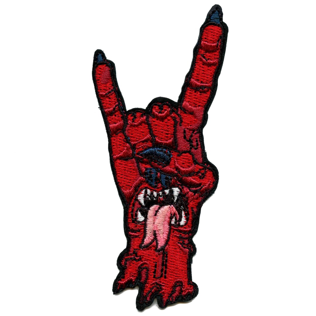 Rock Hand With Tongue Out Patch Alternative Rock Metal Embroidered Iron ...