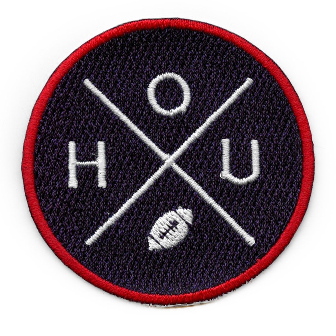 Houston Football Round Patch HOU Cross Team Embroidered Iron on Patch ...