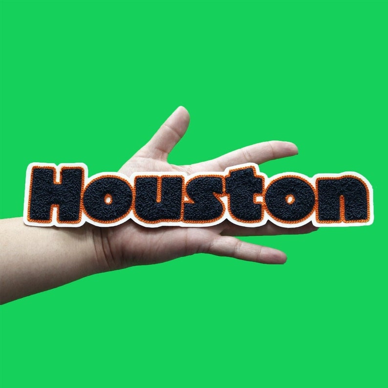 Houston Orange and Navy Chenille Patch Texas Fabric Sew on EE6 - Etsy