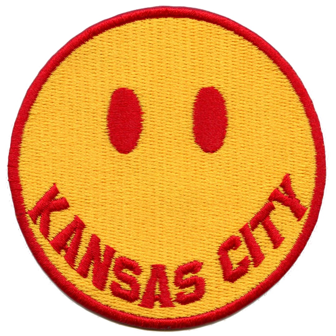 Kansas City Smiley Face Patch Yellow/red Emoticon Icon Embroidered Iron ...