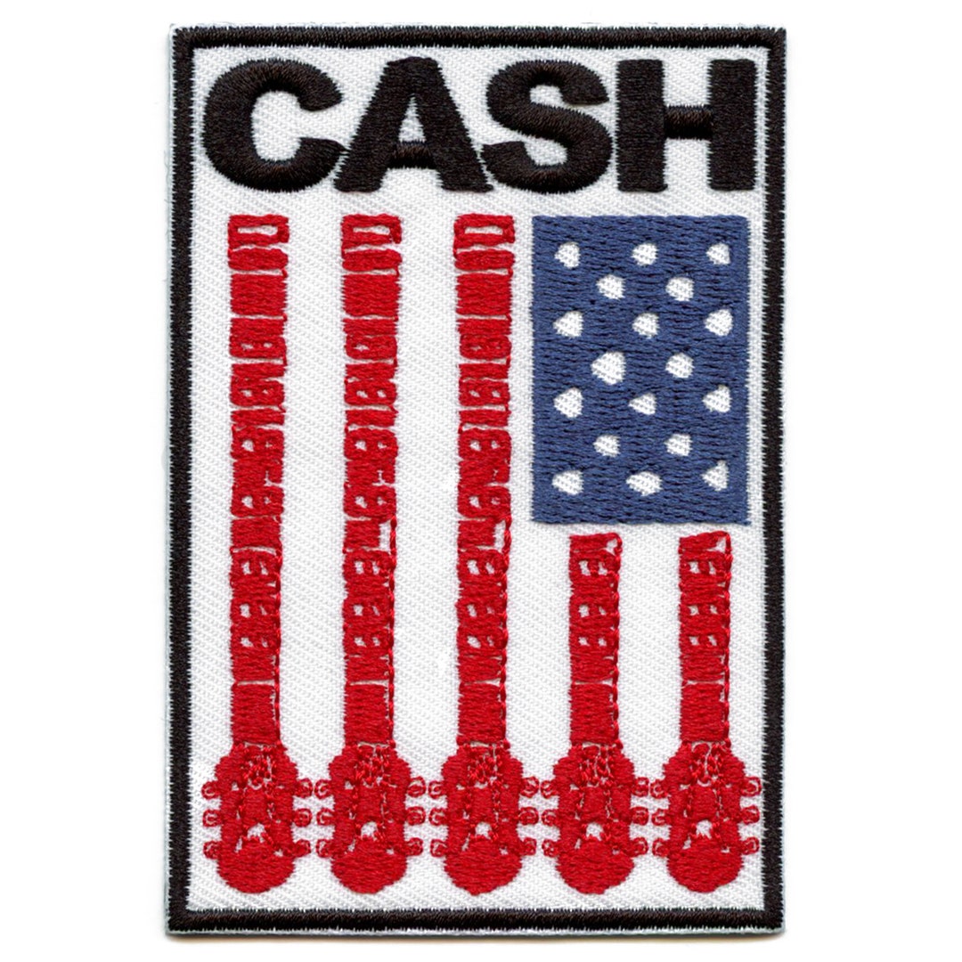 Johnny Cash American Flag Patch Country Legend Guitar Embroidered Iron ...