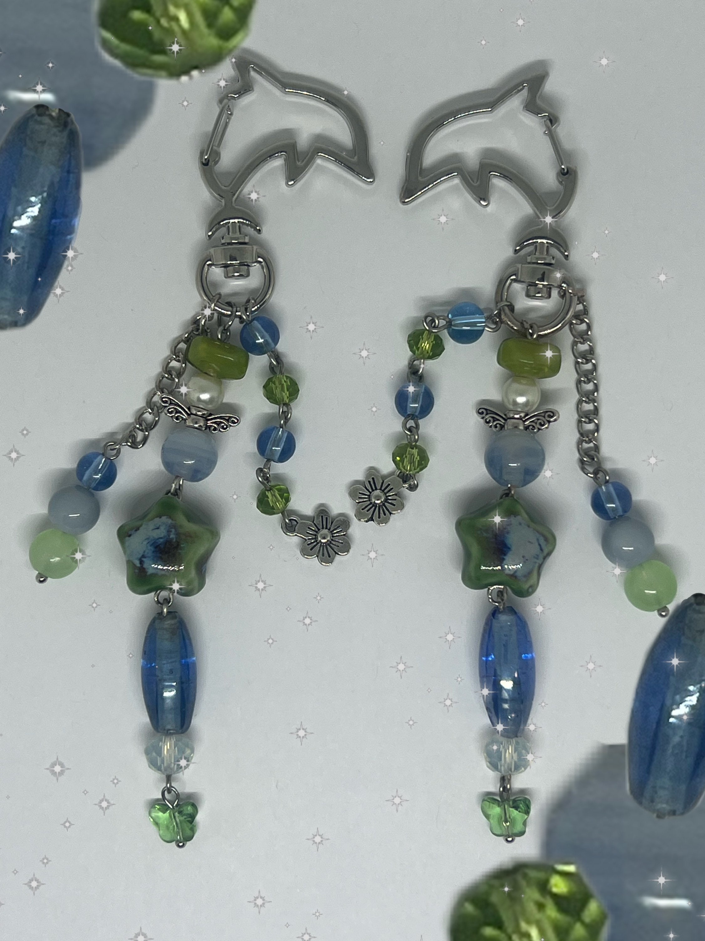 Dolphin Glass Beaded Keychains Handmade Y2k Aesthetic Webcore Digital ...