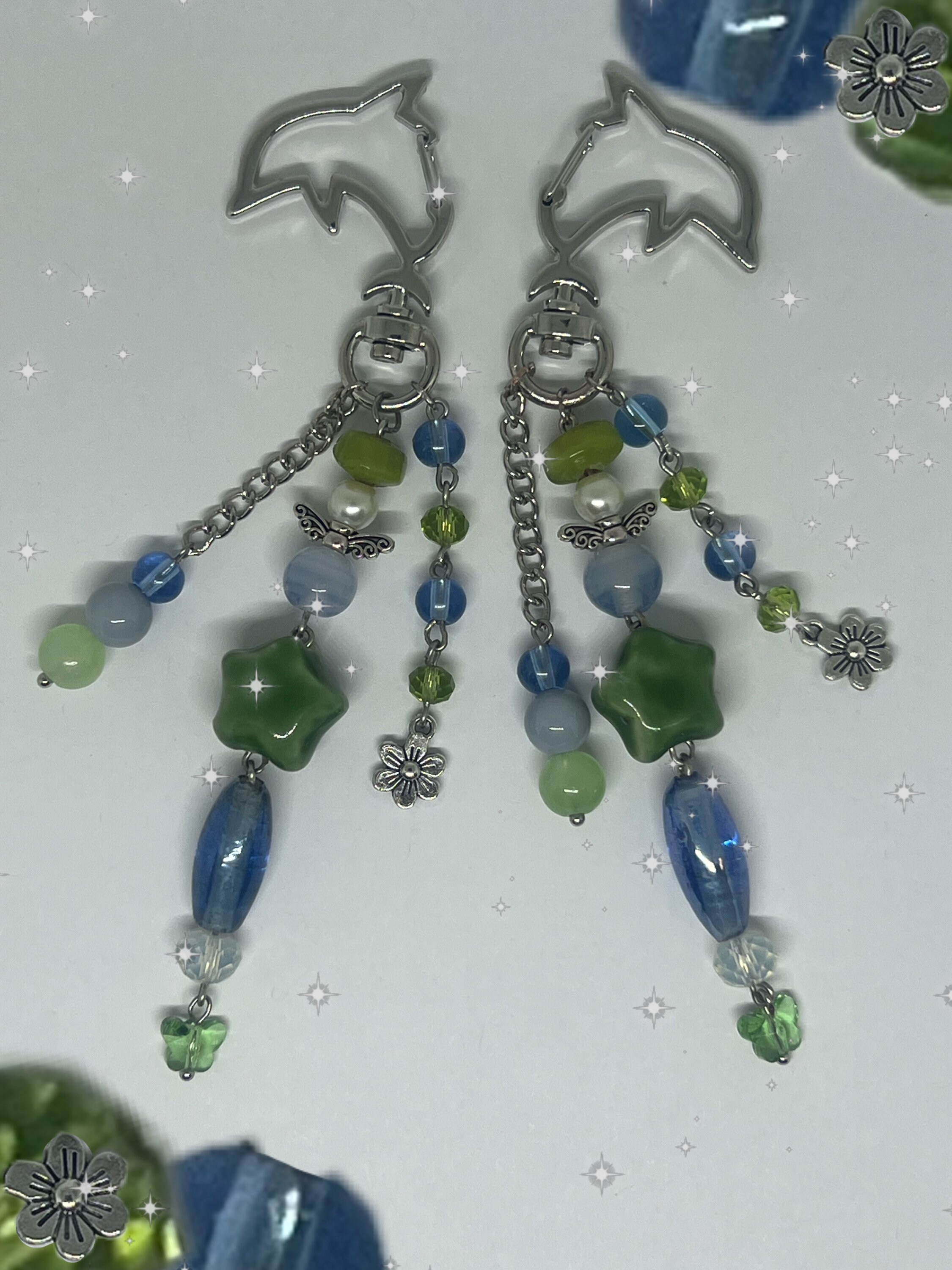 Dolphin Glass Beaded Keychains Handmade Y2k Aesthetic Webcore Digital ...