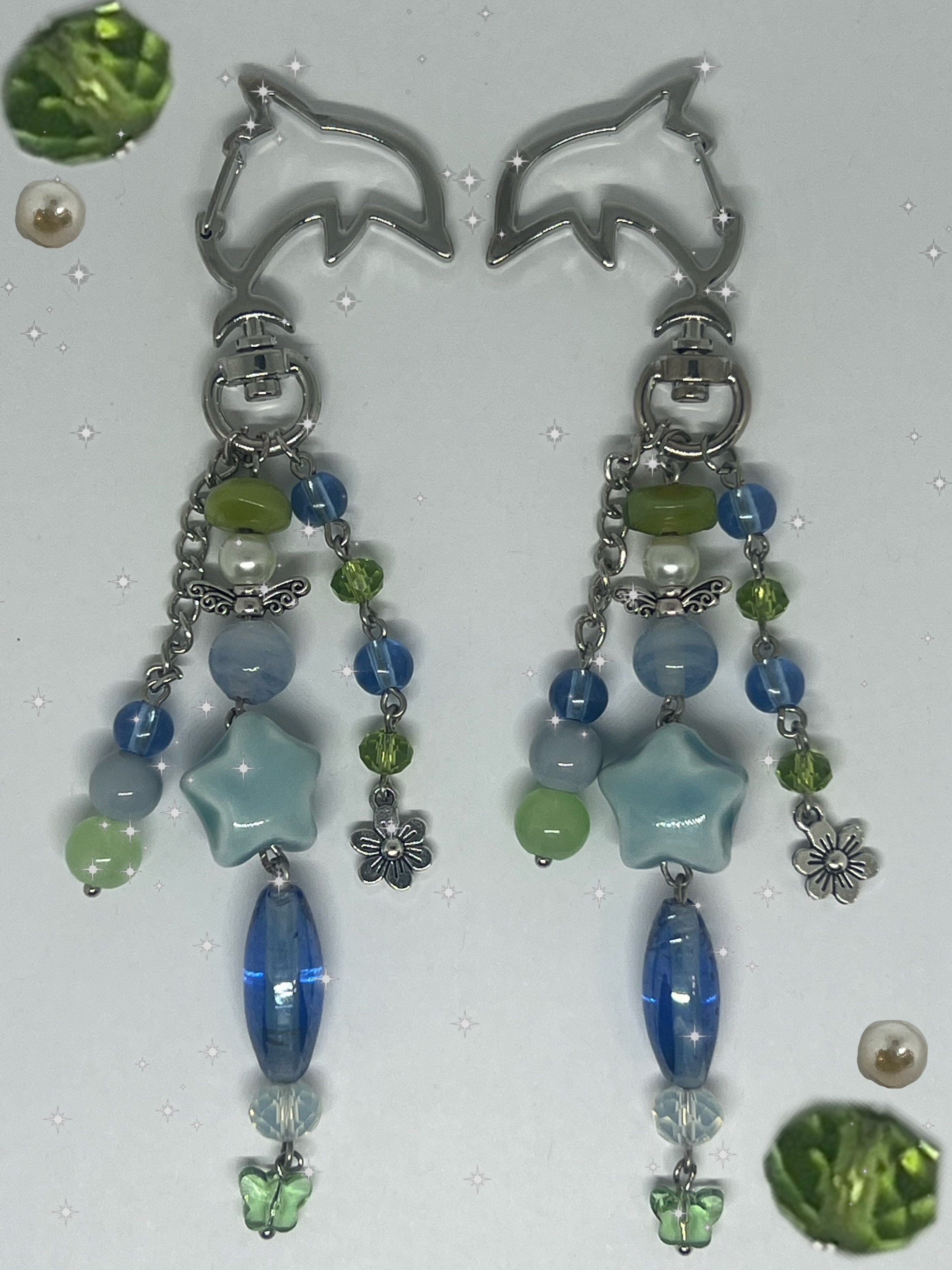 Dolphin Glass Beaded Keychains Handmade Y2k Aesthetic Webcore Digital ...