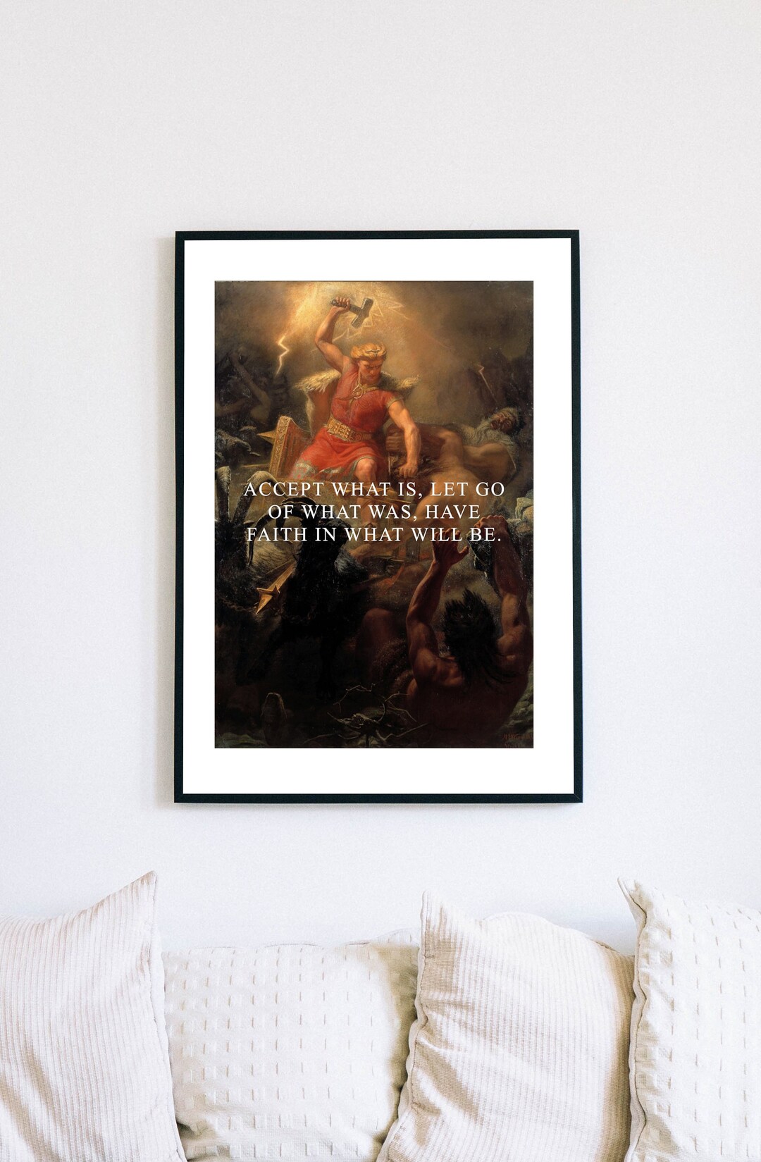 Accept What Is- Thors Fight With the Giants With a White Boarder Art ...
