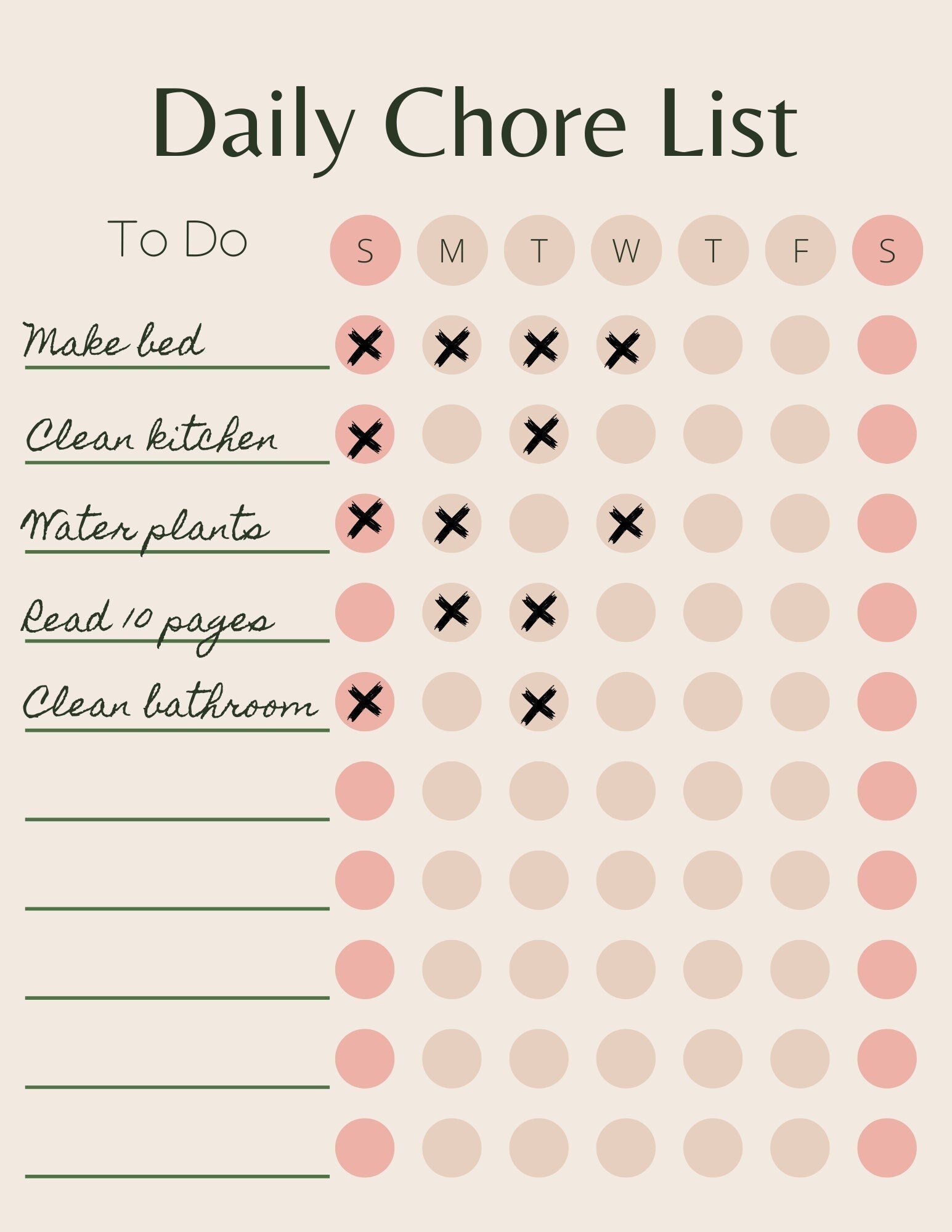 Daily Chore List Printable Chore List Printable Organizer - Etsy