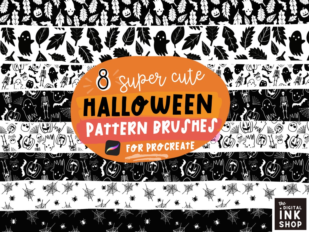 8 Halloween Pattern Brushes | Procreate Brush Set | Procreate Brush ...