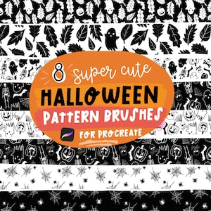 8 Halloween Pattern Brushes | Procreate Brush Set | Procreate Brush ...