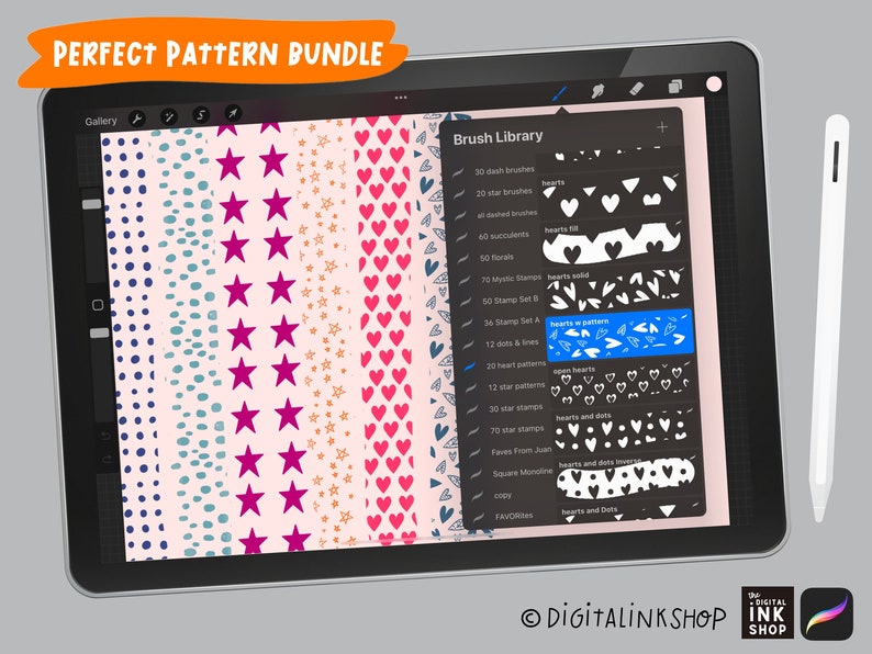 Procreate Pattern Brush Bundle Star Backgrounds Dots & - Etsy