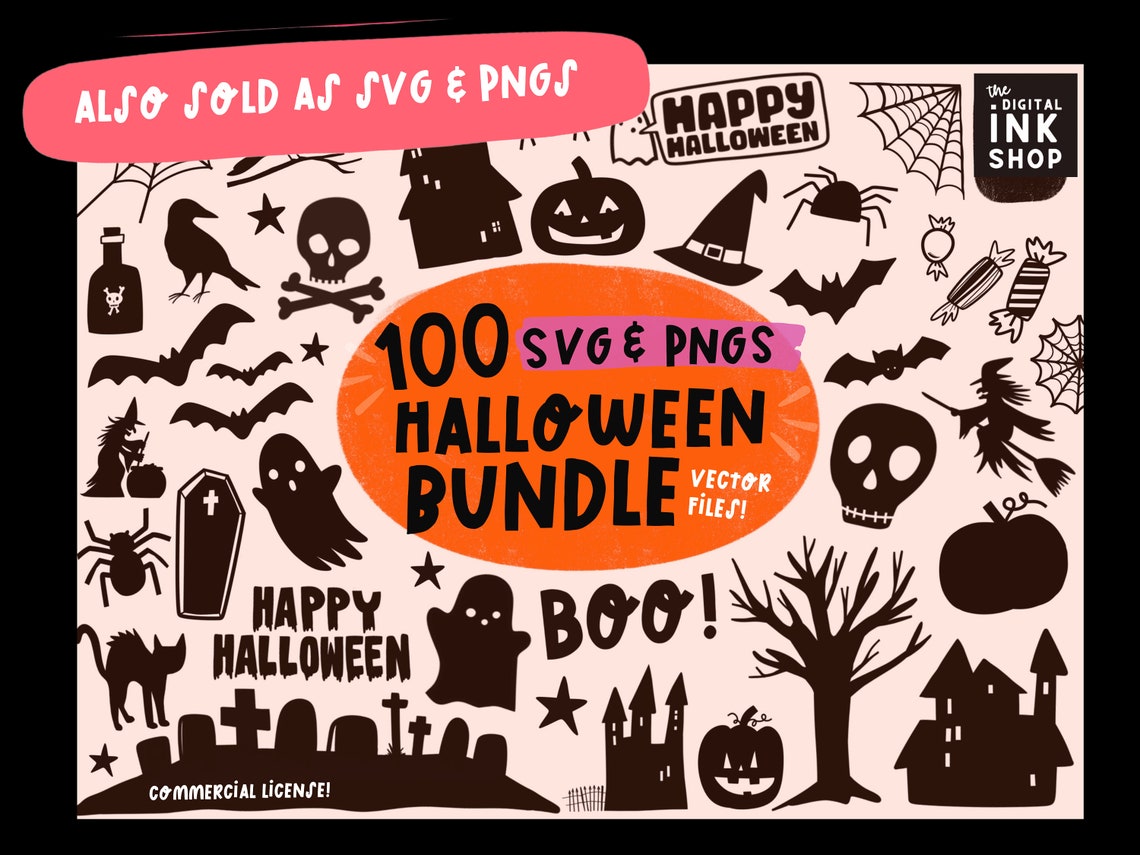 100 Halloween Procreate Stamp Bundle Halloween Clipart - Etsy