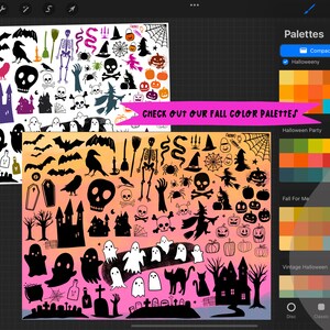100 Halloween Procreate Stamp Bundle | Halloween Clipart | Procreate ...