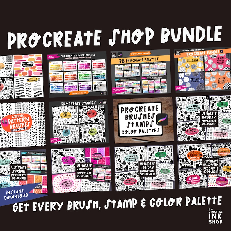 Procreate Brush, Stamp, Color Palette Shop Bundle (digital Download) - Etsy