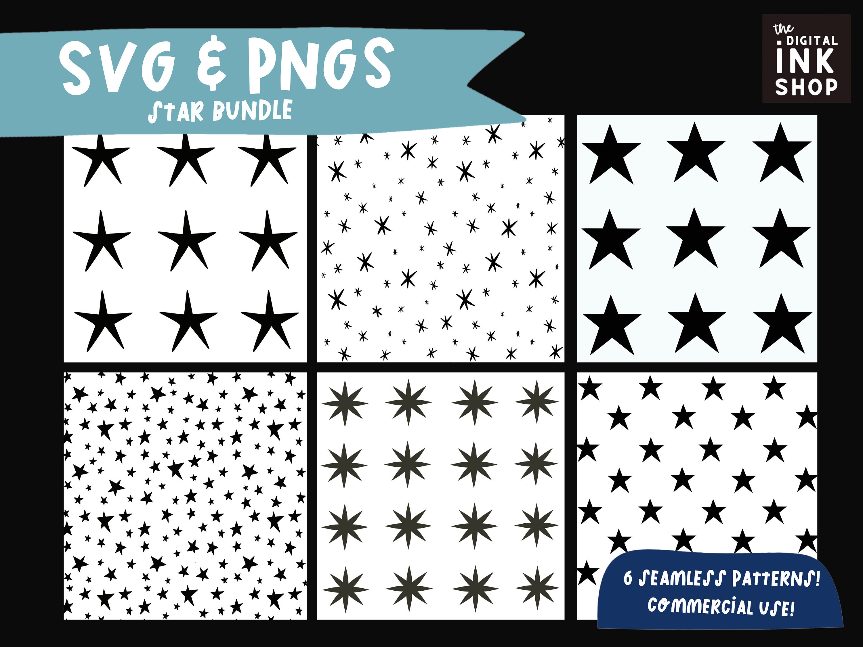 Star SVG Bundle Seamless Star Pattern SVG L 6 Star - Etsy