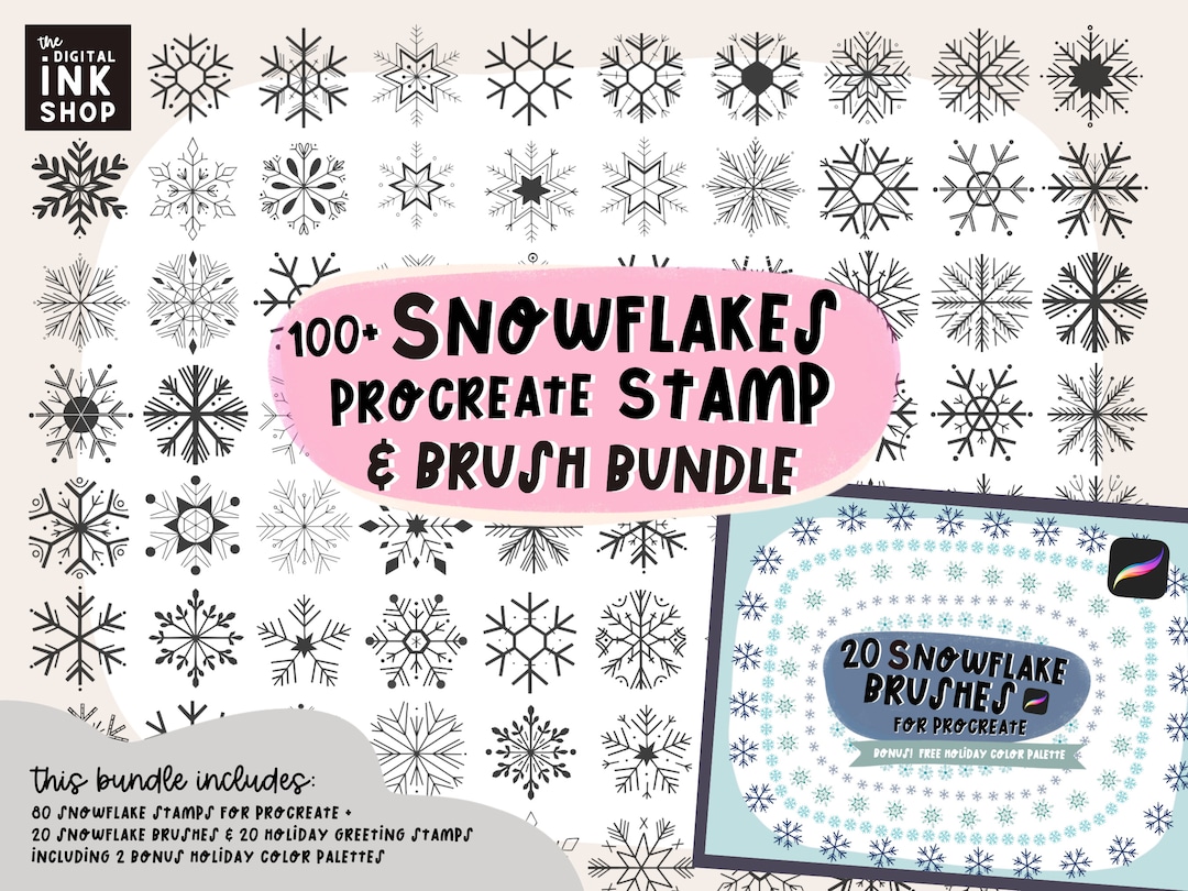 Procreate Snowflake Brushes | Procreate Christmas Stamps | Procreate ...