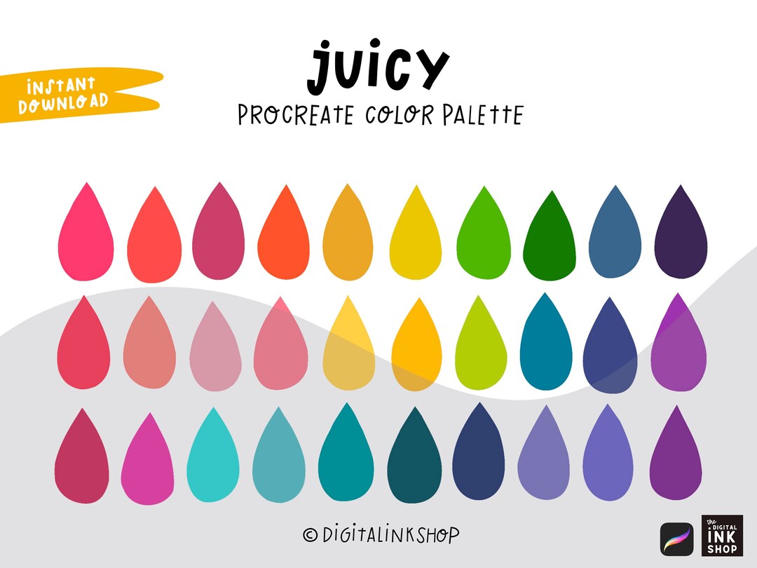 Juicy Procreate Color Palette: 30 Bright Swatches (digital Download ...