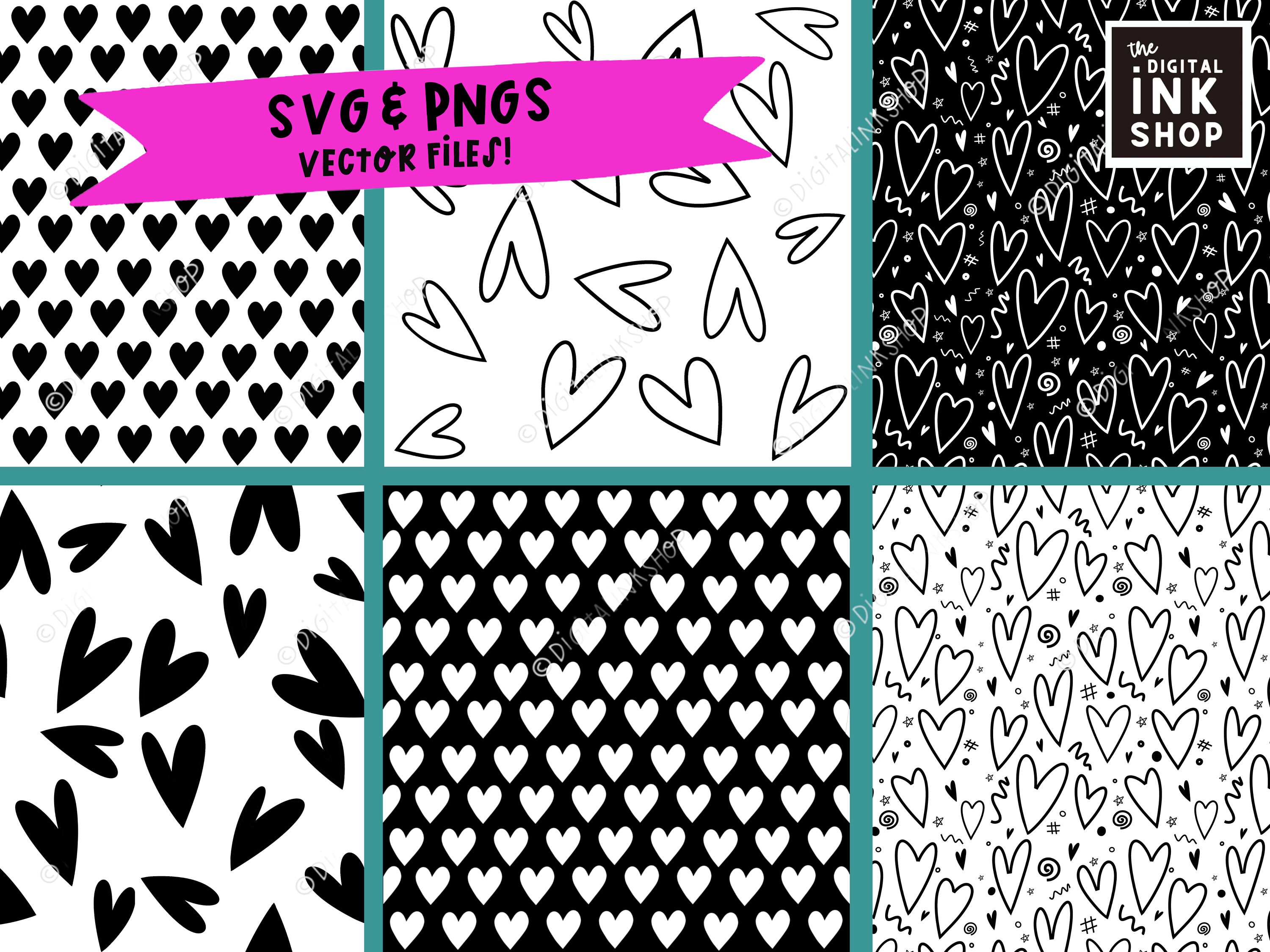 Cute Heart SVG Bundle Seamless Heart Pattern SVG L 6 Background ...