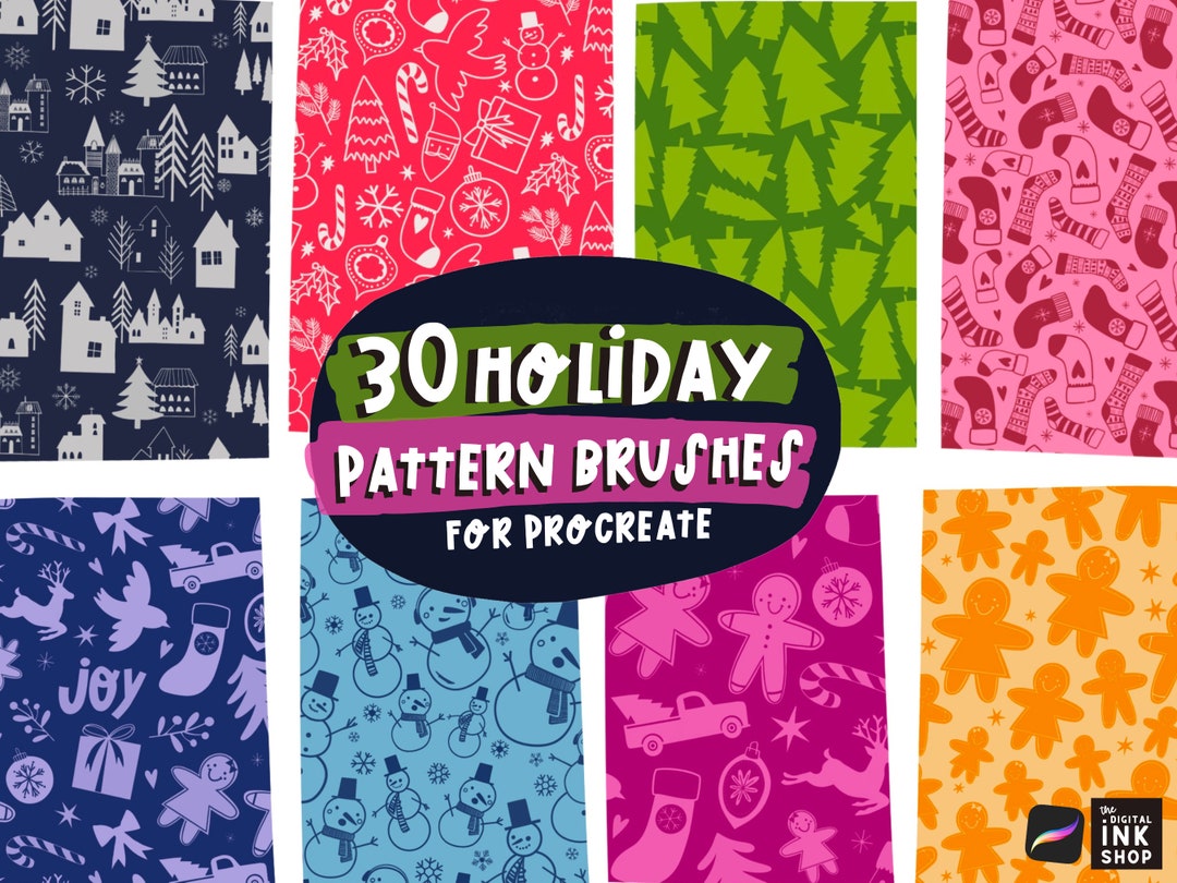 30 Holiday Pattern Brushes | Procreate Brushes | Procreate Brush Bundle ...