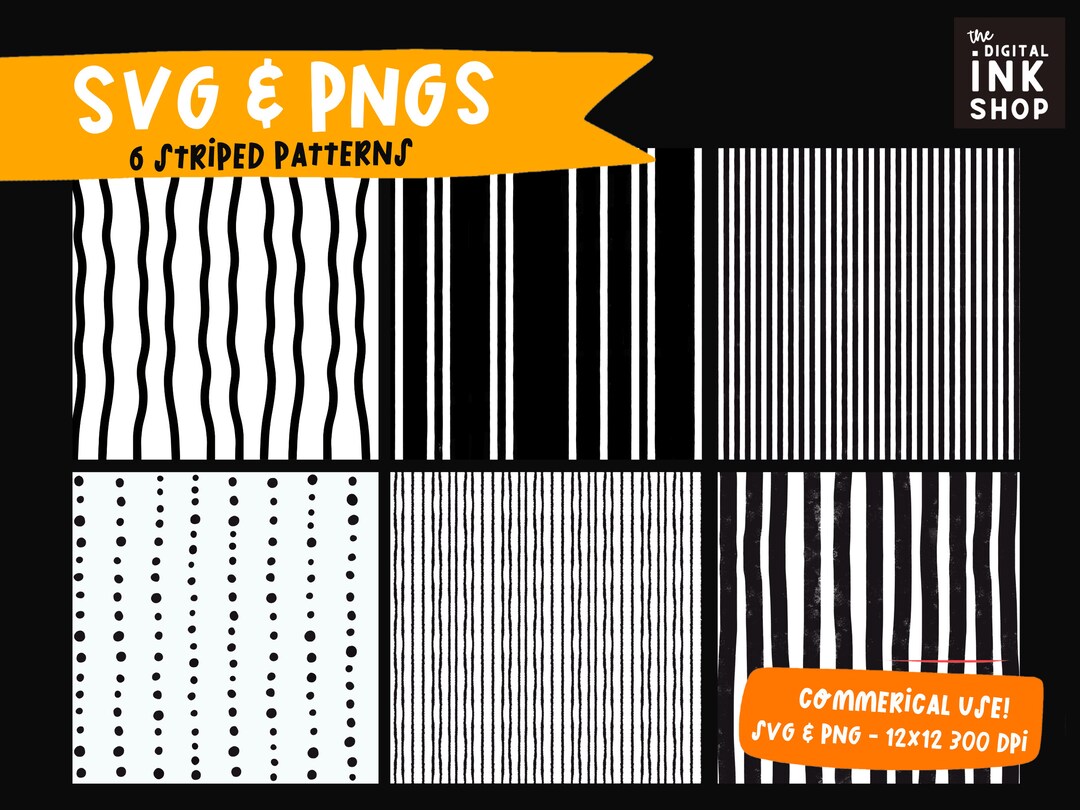 Striped Background SVG Bundle: 6 Vector Stripe Patterns (digital ...