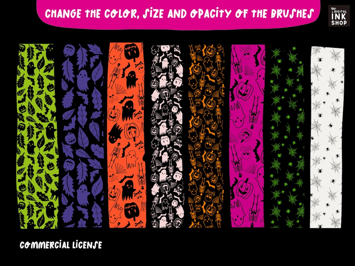 8 Halloween Pattern Brushes Procreate Brush Set Procreate - Etsy