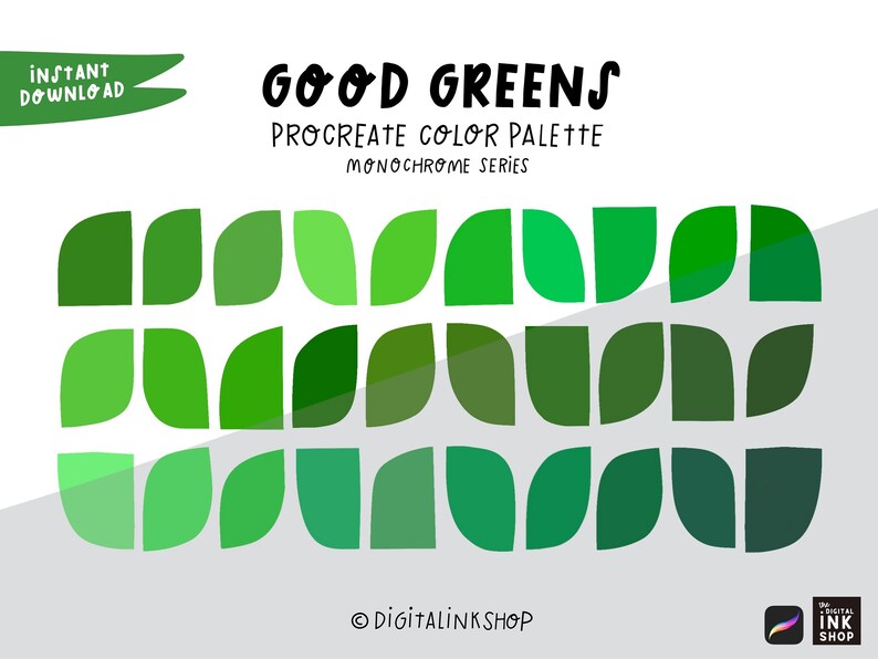 Green Shades Procreate Color Palette Procreate Color Swatches I ...
