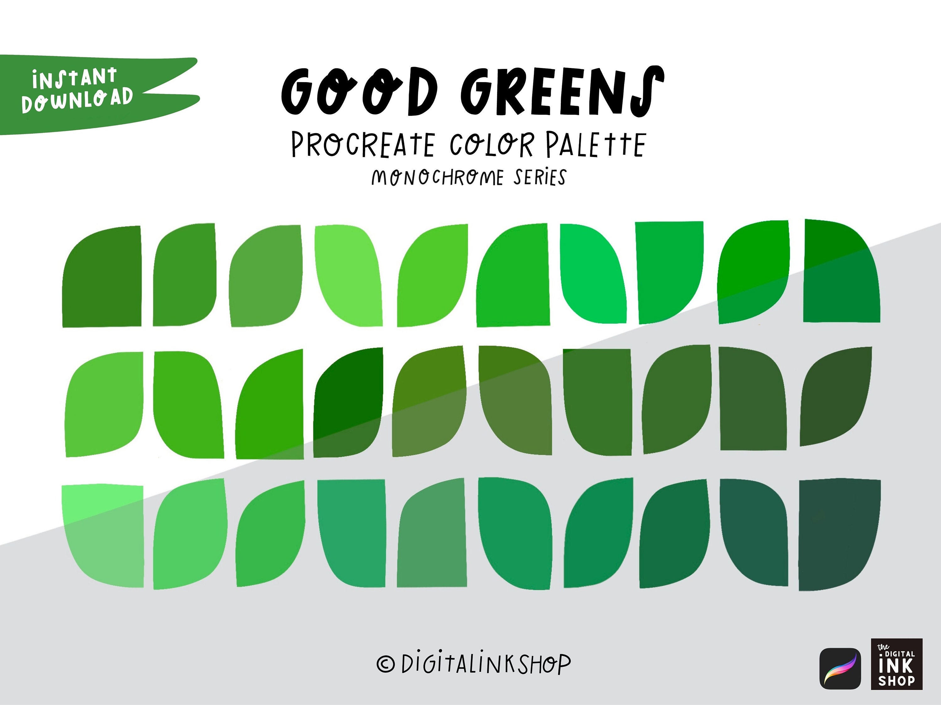 Green Shades Procreate Color Palette Procreate Color Swatches I ...