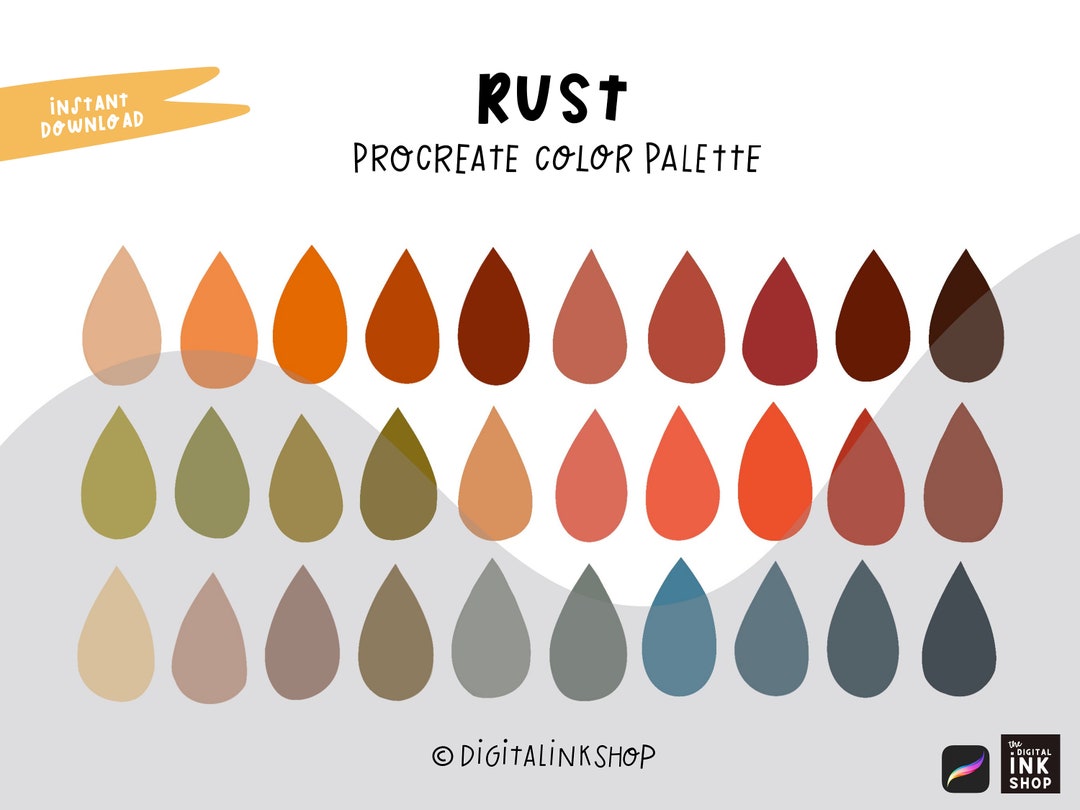 Rust Color Palette for Procreate: 30 Autumnal Swatches (digital ...
