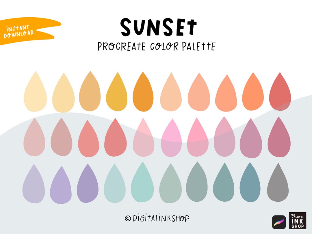 Sunset Procreate Color Palette | Procreate Color Swatches | Instant ...