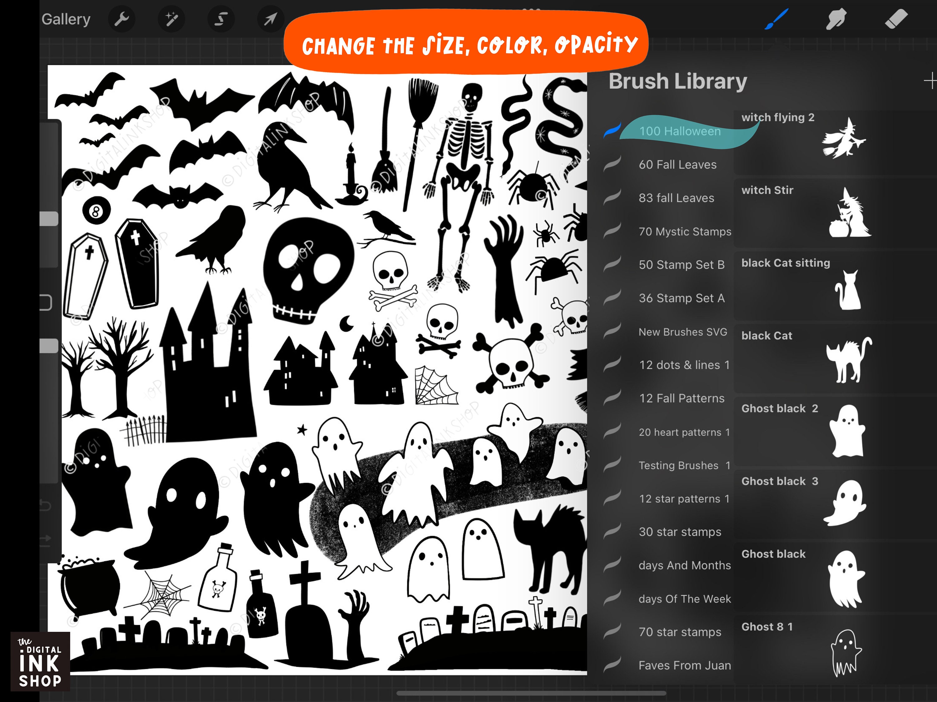 100 Halloween Procreate Stamp Bundle Halloween Clipart Procreate ...