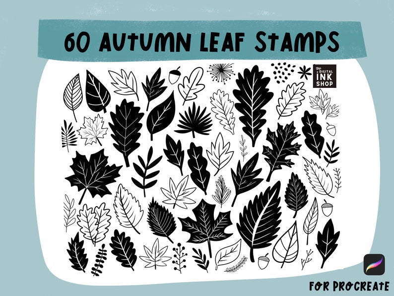 60 Procreate Stamp Set FALL Procreate Leaf Stamps - Etsy