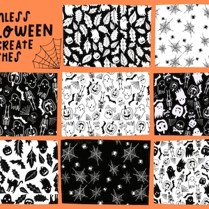 8 Halloween Pattern Brushes | Procreate Brush Set | Procreate Brush ...