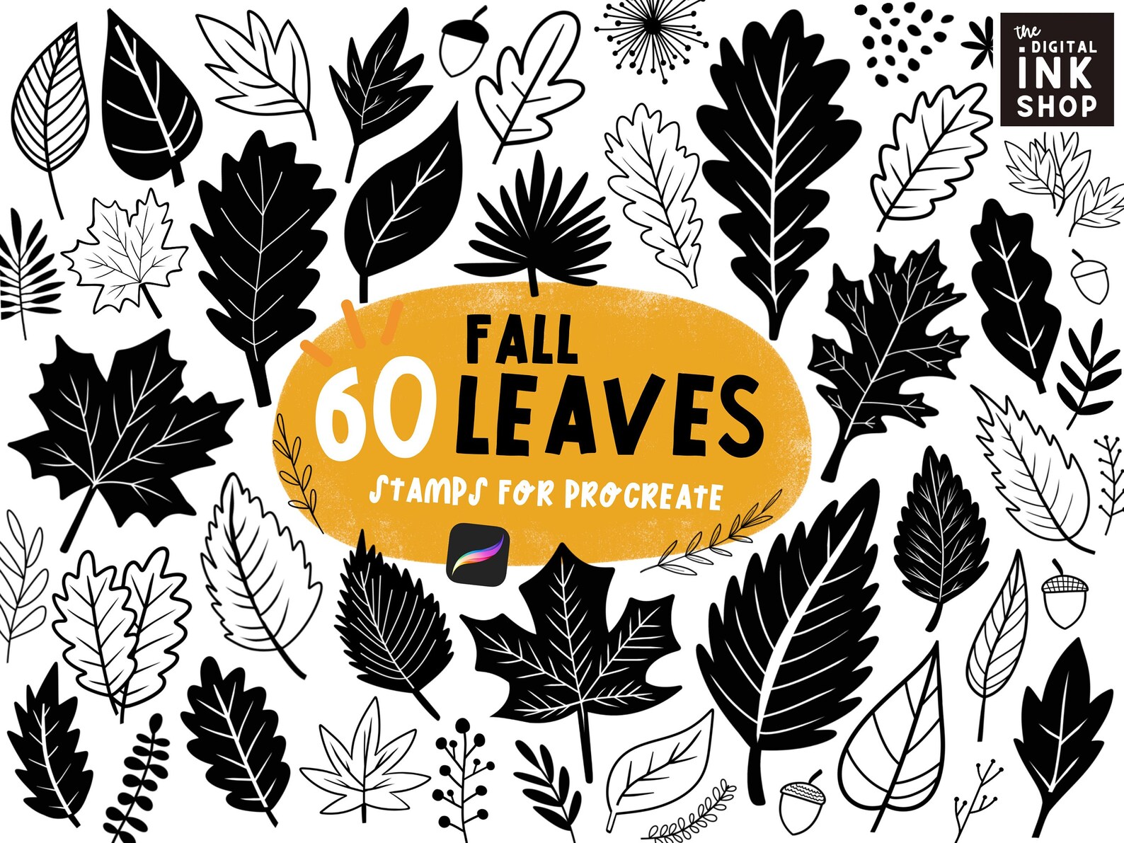 60 Procreate Stamp Set FALL Procreate Leaf Stamps - Etsy