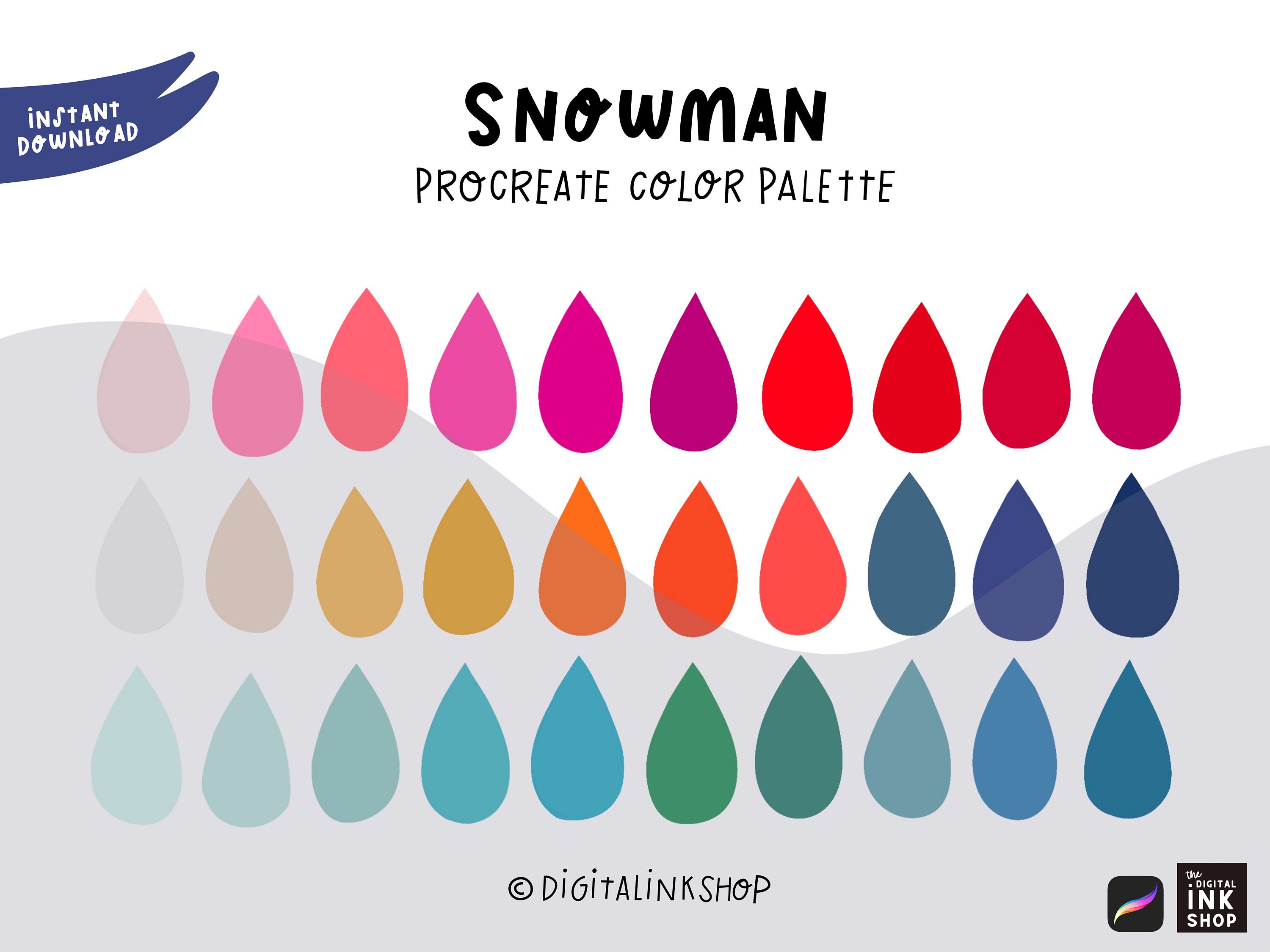 Procreate Color Palette Snowman Palette Holiday Swatches Procreate ...