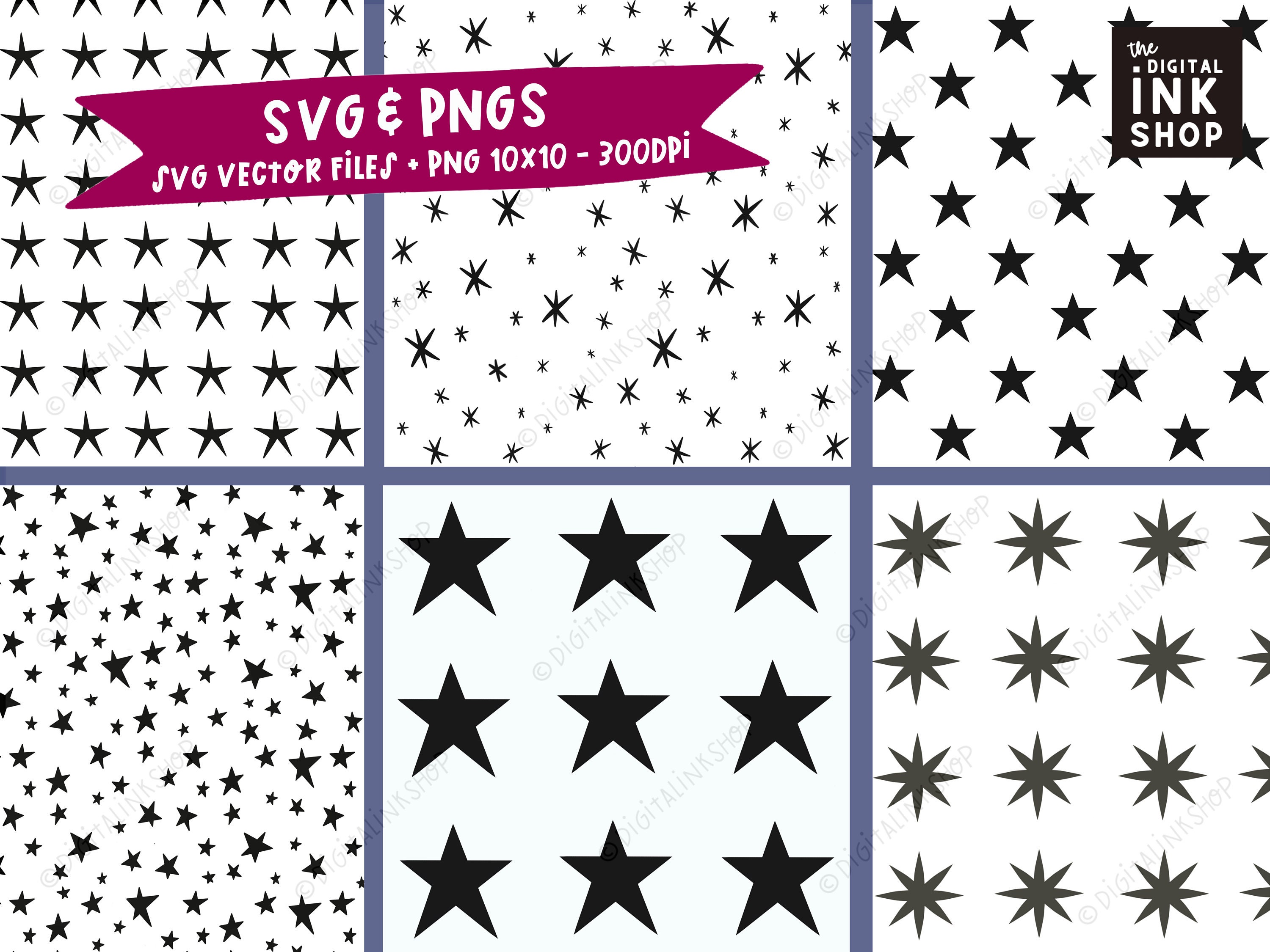Star SVG Bundle Seamless Star Pattern SVG L 6 Star - Etsy
