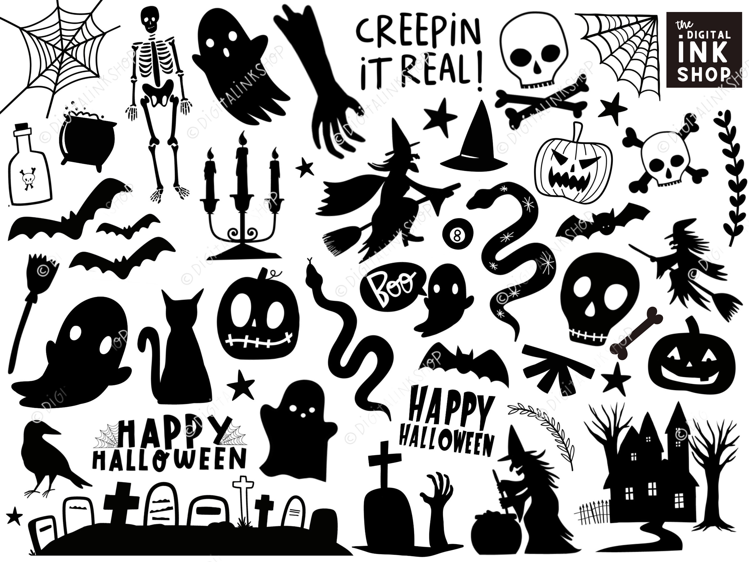 100 Halloween Procreate Stamp Bundle Halloween Clipart Procreate ...