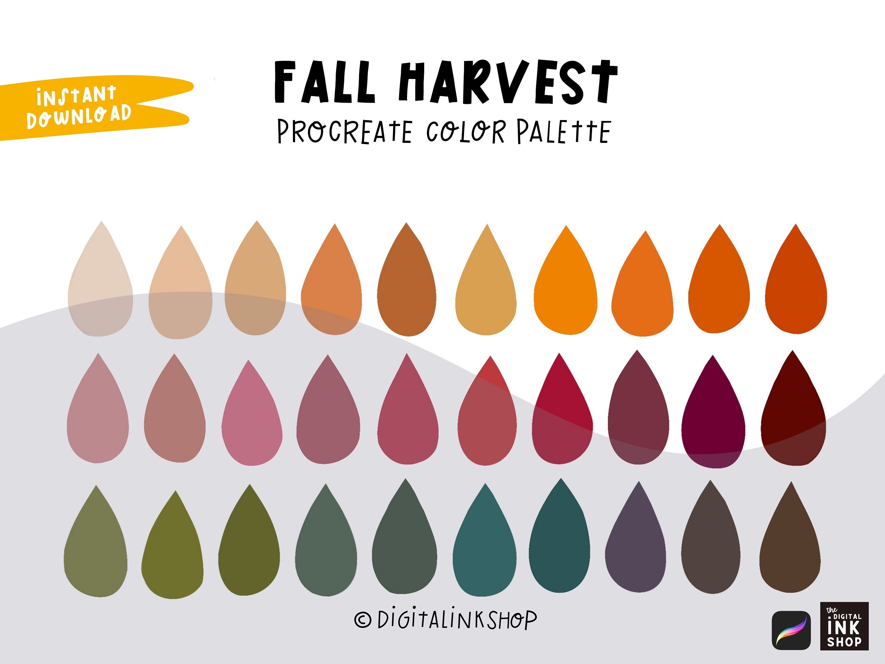 Procreate Color Palette Fall Color Palette Procreate Holiday Instant ...