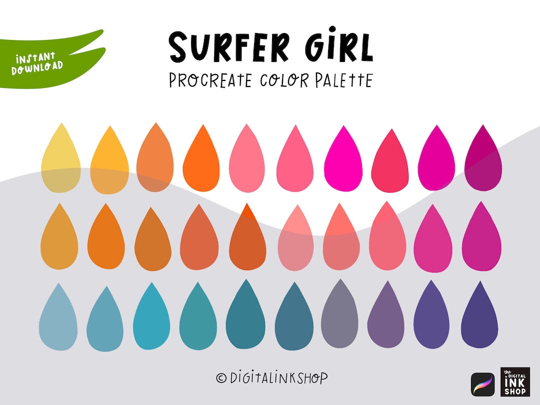 Procreate Color Palette | Surfer Girl | Procreate Color Swatches ...