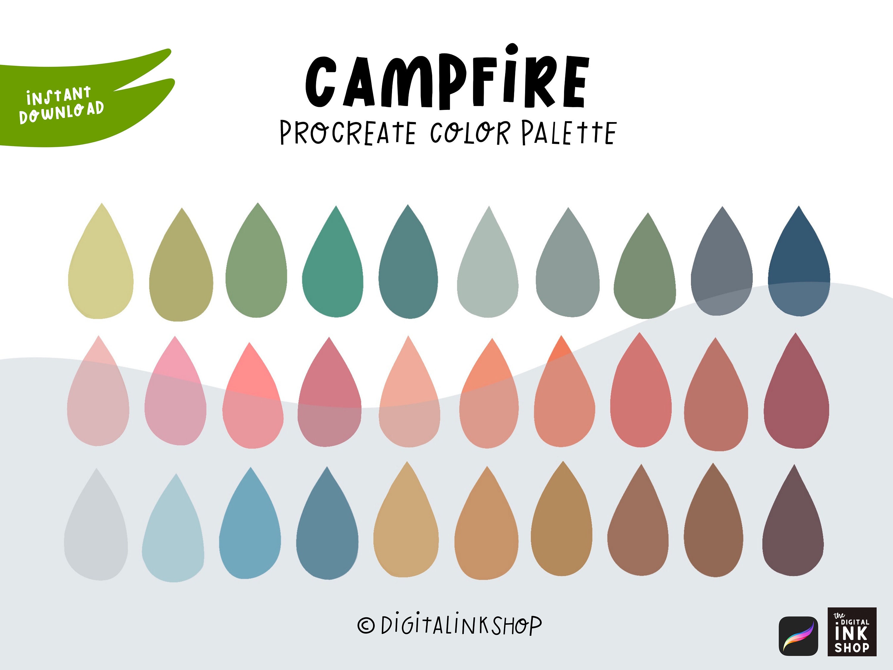 Campfire Procreate Color Palette: 30 Outdoor Swatches (digital Download ...