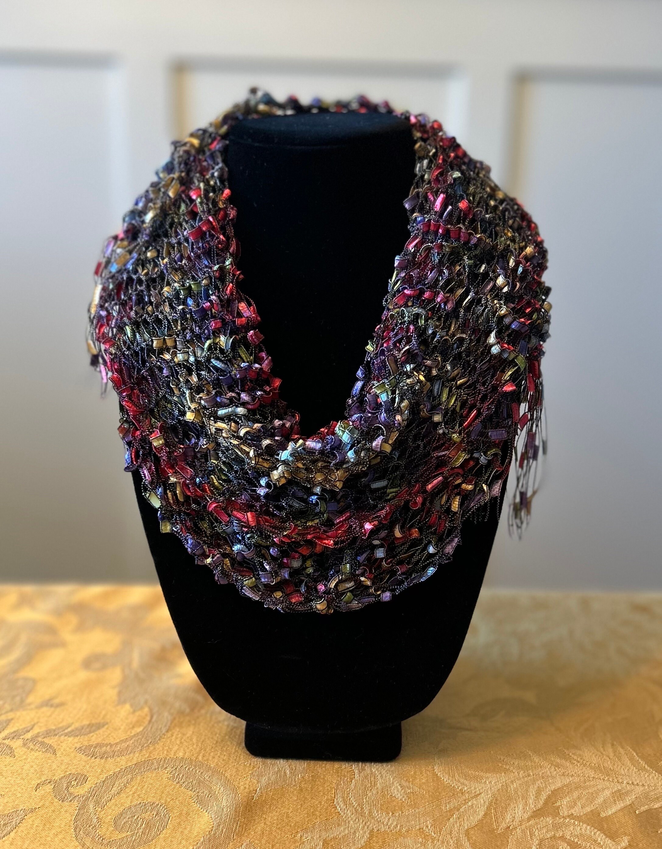 Fashionable Hand Knit Ladder Ribbon Scarf - Etsy