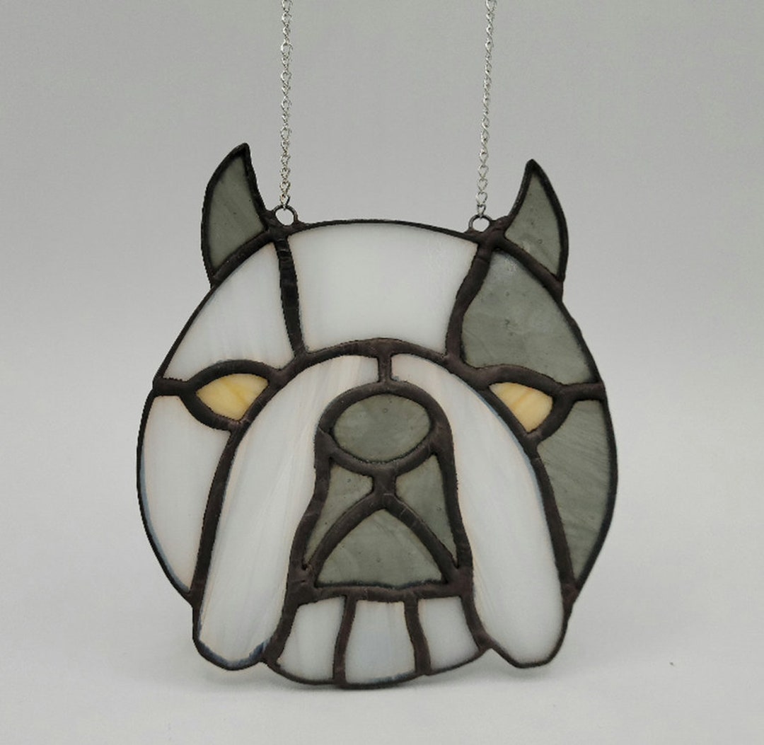 Bulldog Stained Glass Suncatcher - Etsy