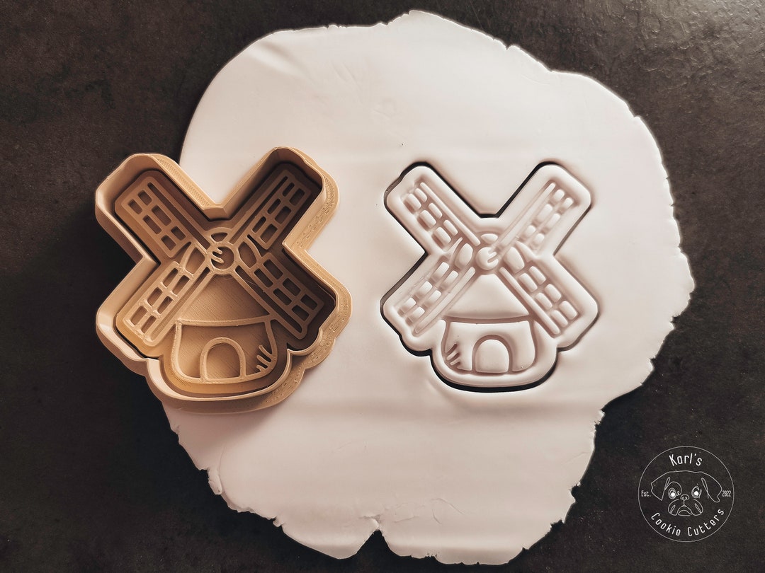 Windmill, Wind Mill Cookie Cutter & Stamp I Fondant Stamp I Cookie ...