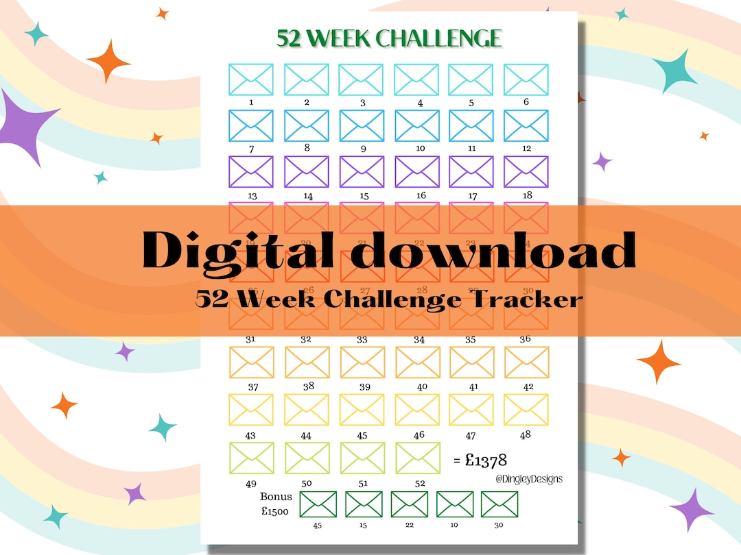 Digital Download, 52 Week Challenge Tracker, Budgeting, Budget, Cash ...