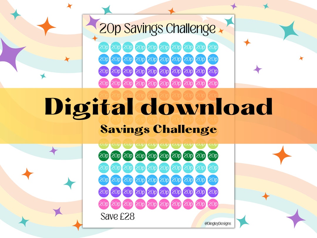 Digital Download, 20p Savings Challenge, Savings Challenge, Cash ...