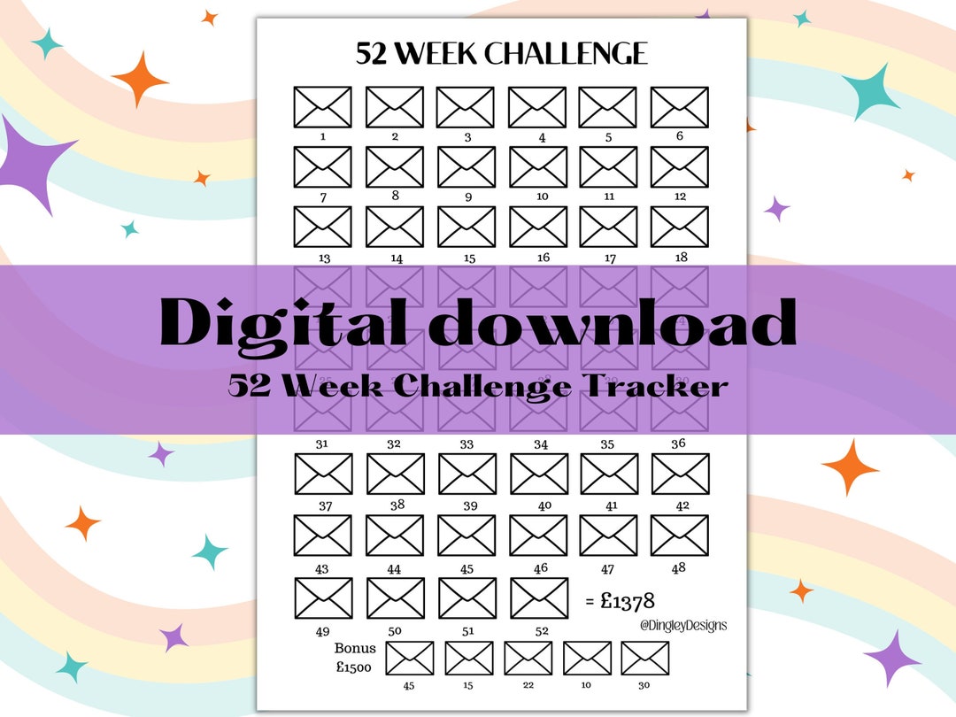 Digital Download, 52 Week Challenge Tracker, Budget, Budgeting, Cash ...