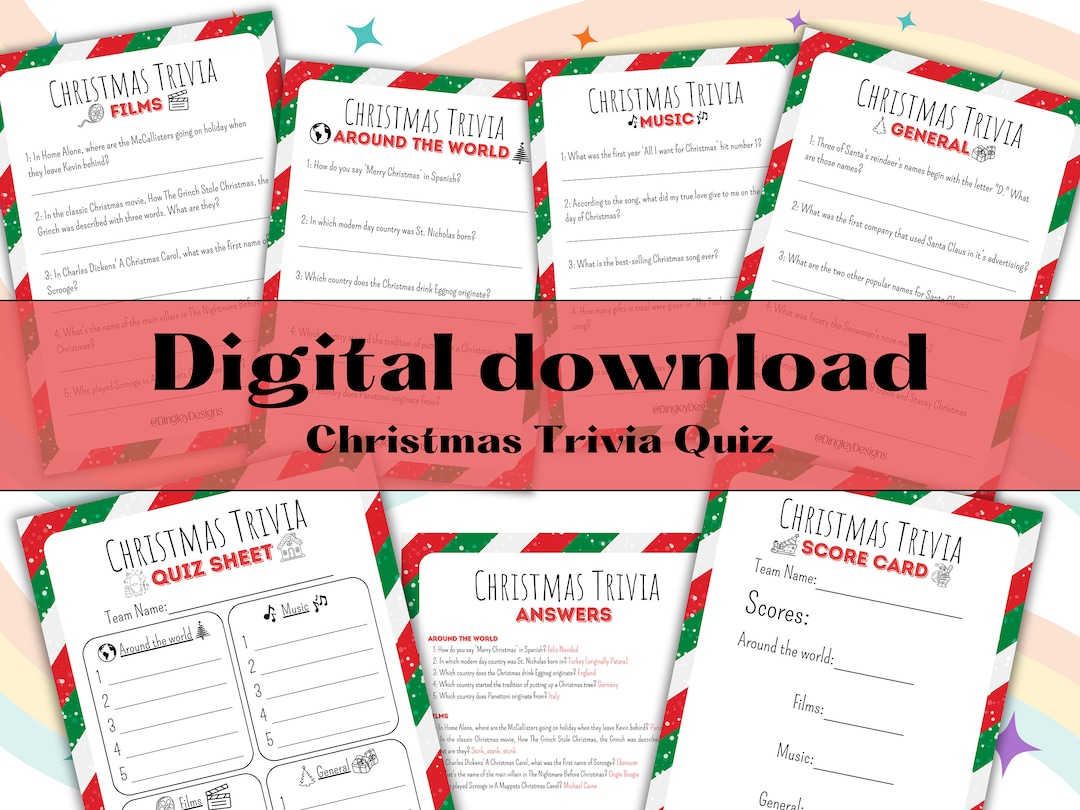 Christmas Trivia Quiz, Adults, Adult, Party, Work, Fun, Dingley Designs ...