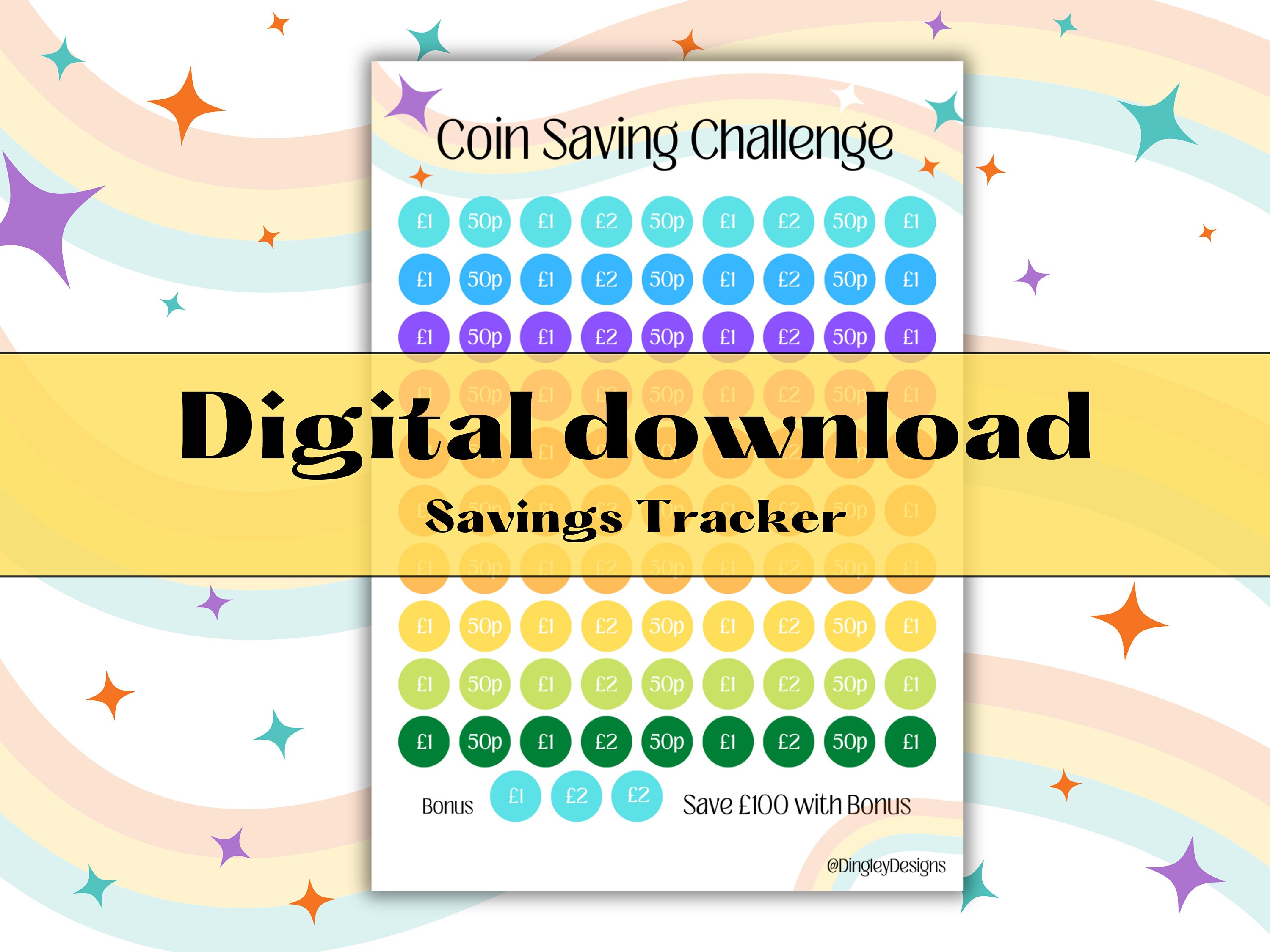 Coin Digital Saving Challenge Tracker, Budgeting, Budget, Save, Saving ...
