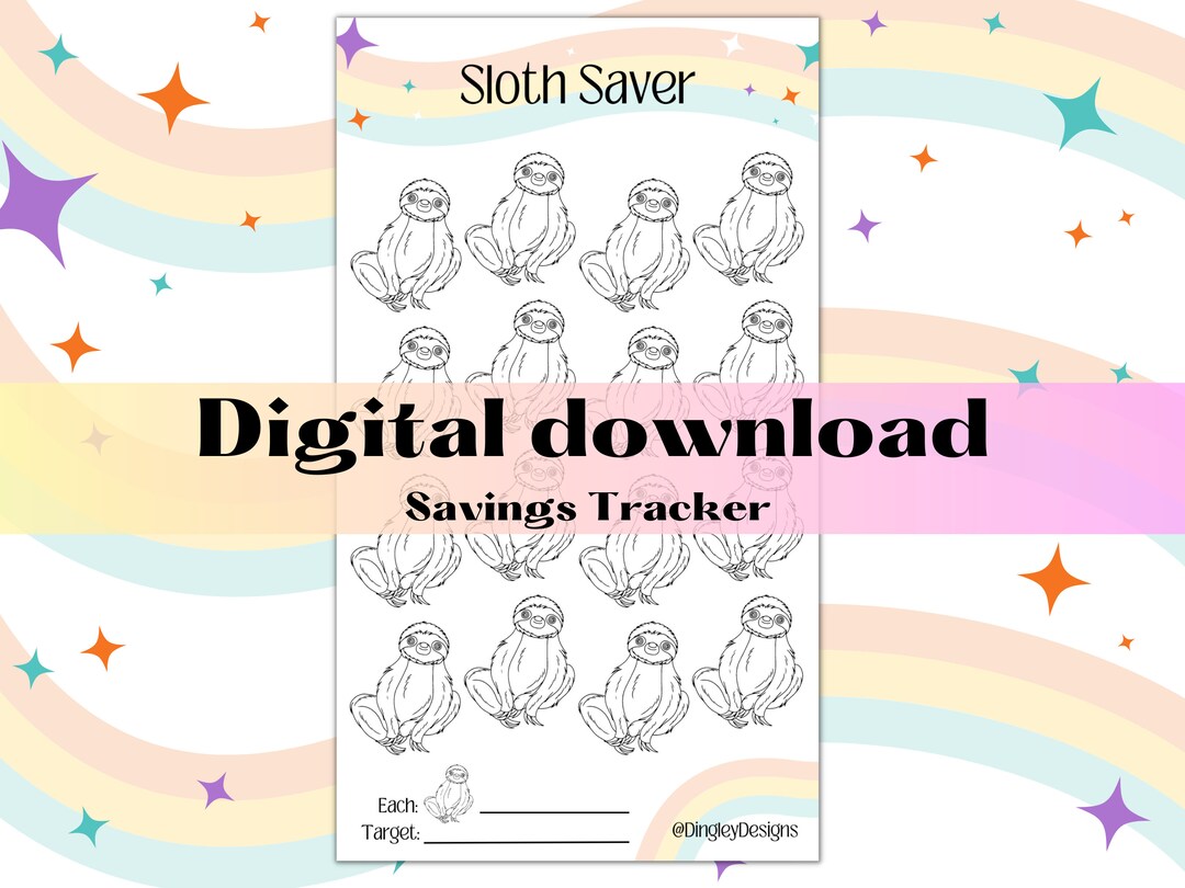 Sloth Saver Fund Tracker, Budget, Budgeting, Savings Challenge, Money ...