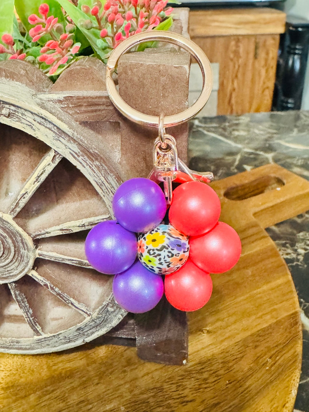 Purple &pink Opal Flower Mini Keychain - Etsy